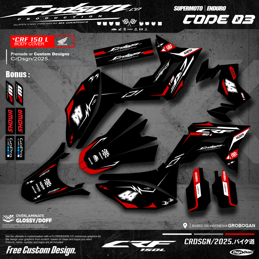 HITAM MERAH 貼花全身 CRF 150 L 組合圖案紅色和黑色 CROME 全息圖超亮 | 蝦皮購物