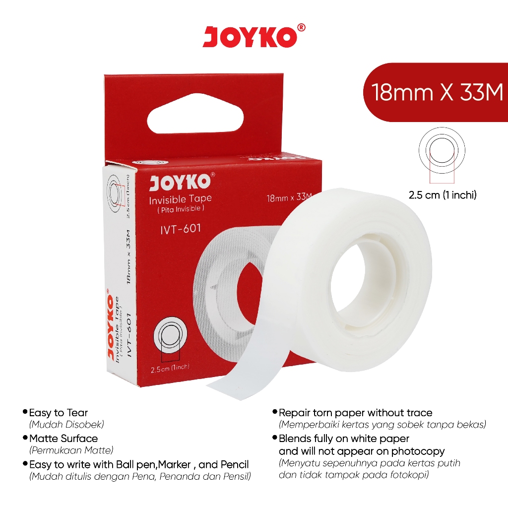 Joyko 隱形膠帶 Solatip 透明書寫絕緣 IVT-601 | 蝦皮購物