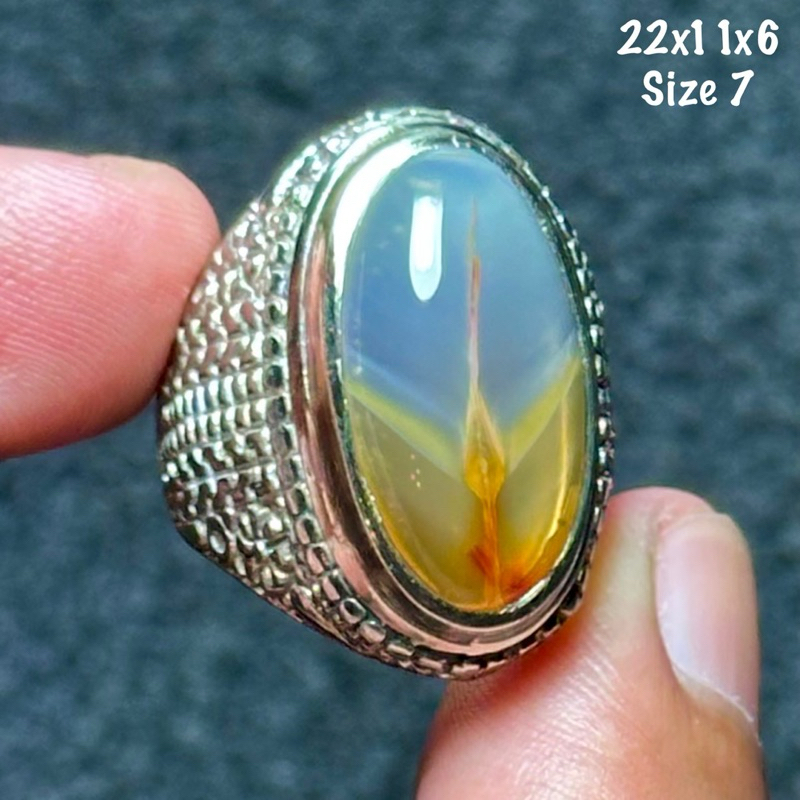 天然 Baturaja 瑪瑙戒指配 3D 水晶金針 | 蝦皮購物