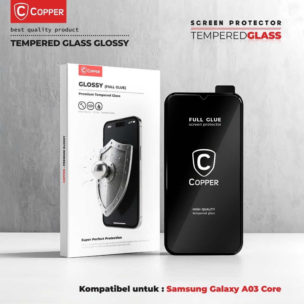 SAMSUNG 三星 A03 Core COPPER 鋼化玻璃 FULL GLUE PREMIUM Glossy | 蝦皮購物