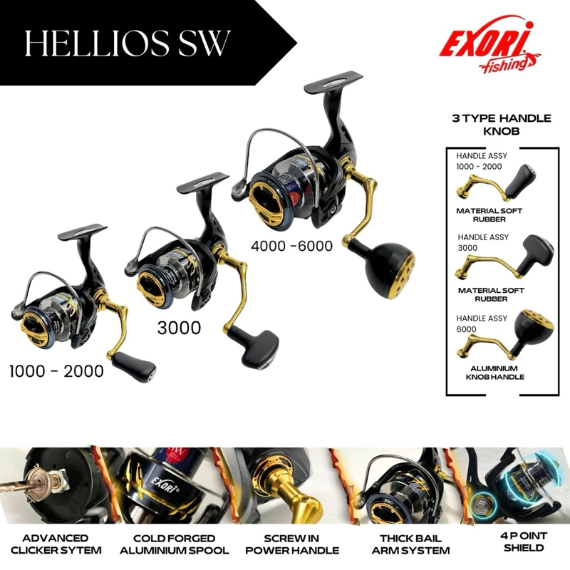 EXORI HELIOS 3000-6000 旋轉動力手柄鹽水捲軸 6+1 滾珠軸承 | 蝦皮購物