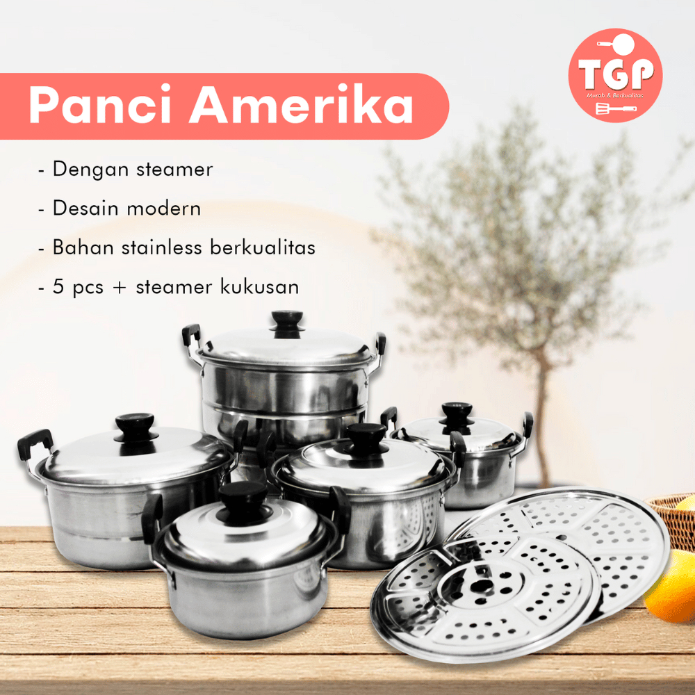 5 層不銹鋼蒸鍋套裝 American Pan NDO | 蝦皮購物