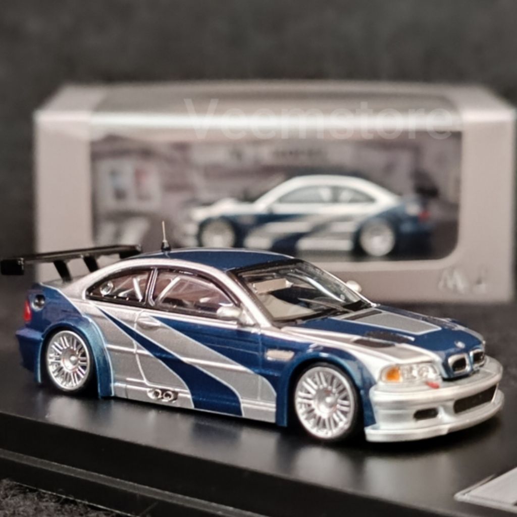壓鑄 1:64 BMW M3 GTR E46 NFS 銀藍色 Open Hud MJmodel 極品飛車 | 蝦皮購物