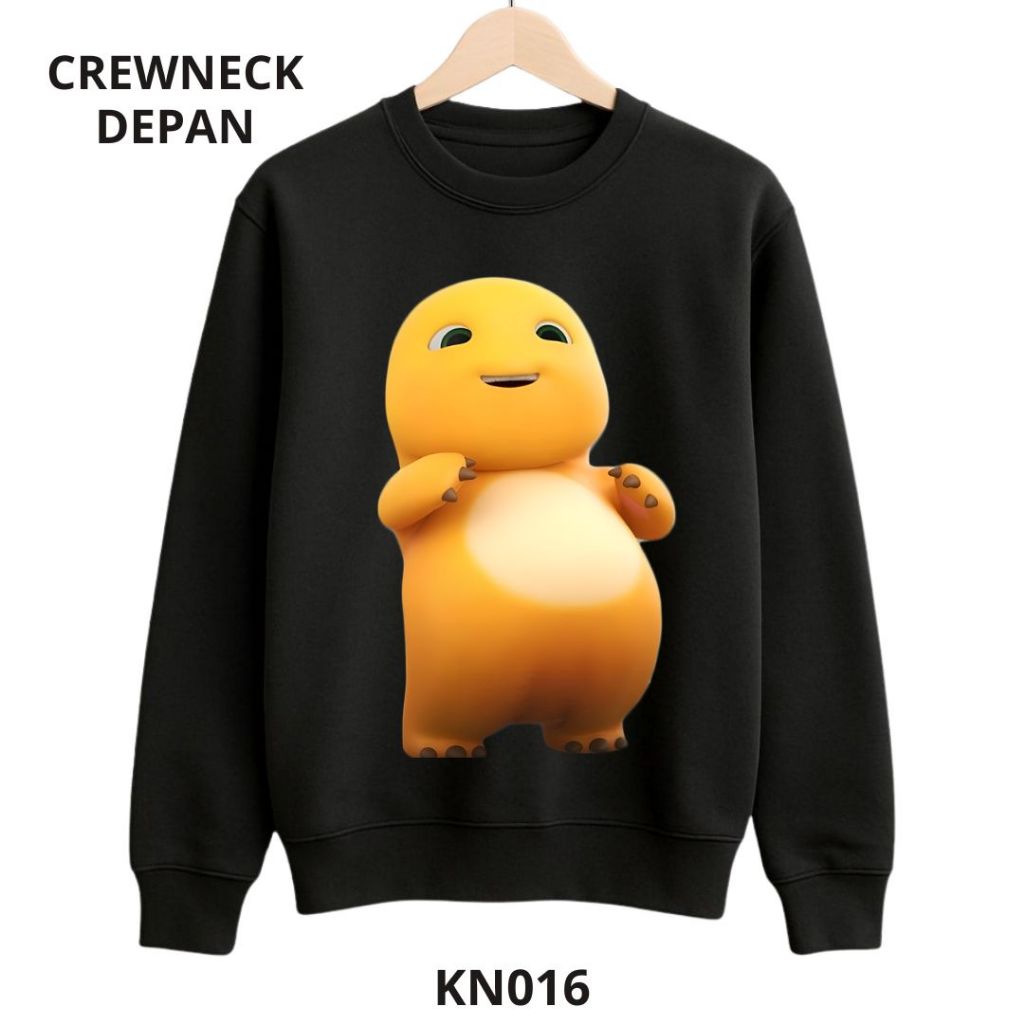 LOOQY KN016 CREWNECK 黑色 Nailong dino gemoy 棉絨高級 280gsm 黑色毛衣絲 | 蝦皮購物
