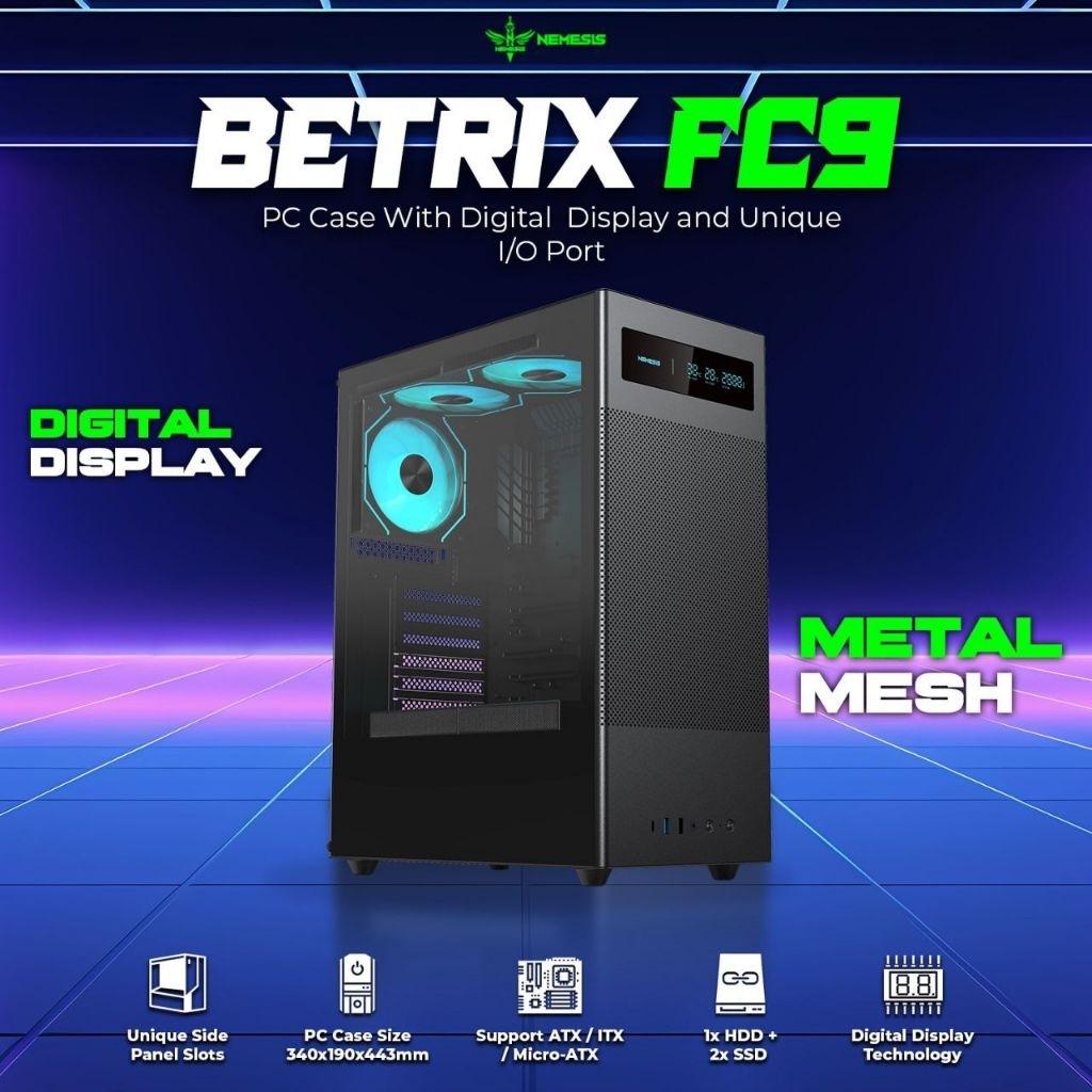 PC 機箱 ATX M-ATX M-ITX 帶 LCD 數字顯示 Nemesis BETRIX FC9 | 蝦皮購物