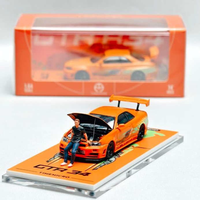 1/64 TimeMicro Nissan GT-R R34 Fast Furious Orange 與 Figure | 蝦皮購物