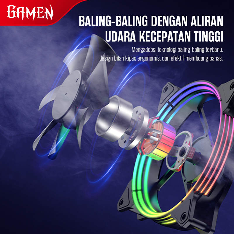 Gamen GCF110電競風扇CPU RGB人體工學風扇高速12cm靜音風扇原裝1年質保 | 蝦皮購物