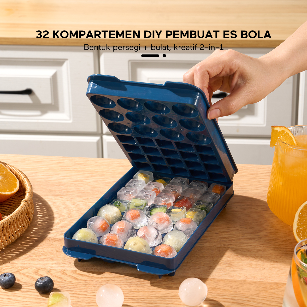 Ecentio 創意冰塊模具 2 合 1 冰塊托盤蜂窩六角 32 槽 DIY 冰球機 | 蝦皮購物