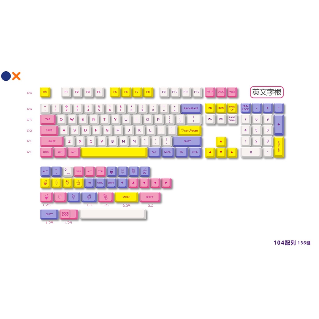 低價鍵帽,昇華 PBT XDA/MDA/CHEERY Profile Honey Milk Keycap Cherry | 蝦皮購物