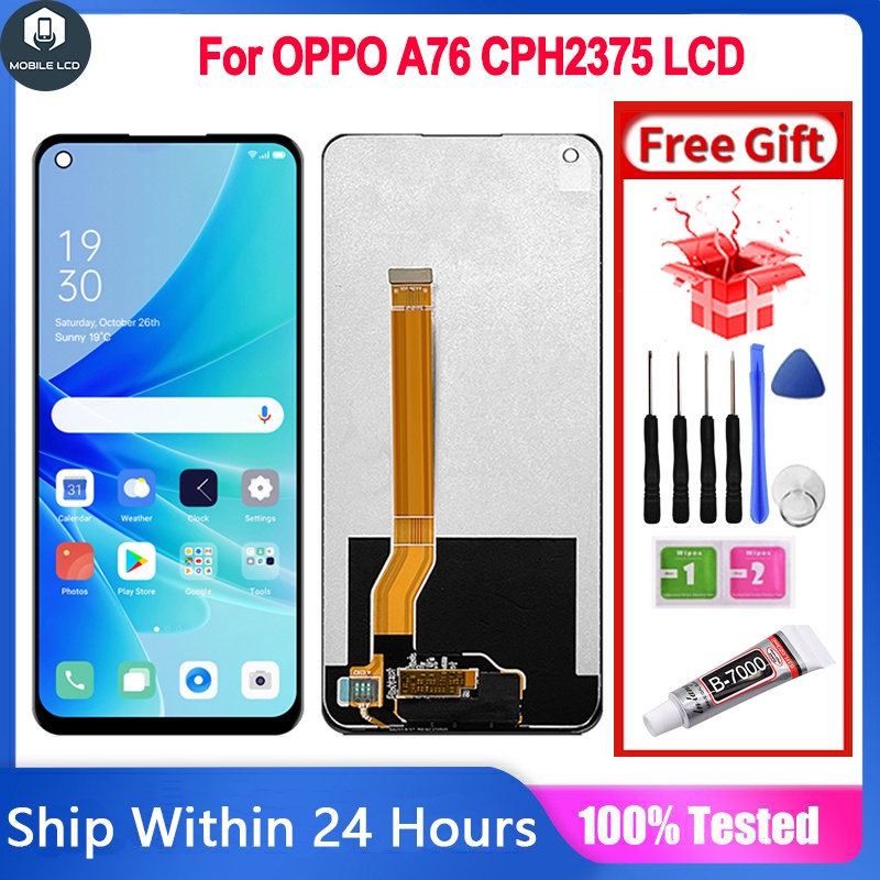 適用於 OPPO A76 CPH2375 LCD 屏幕顯示觸摸屏數字化儀組件更換零件的原裝 LCD | 蝦皮購物
