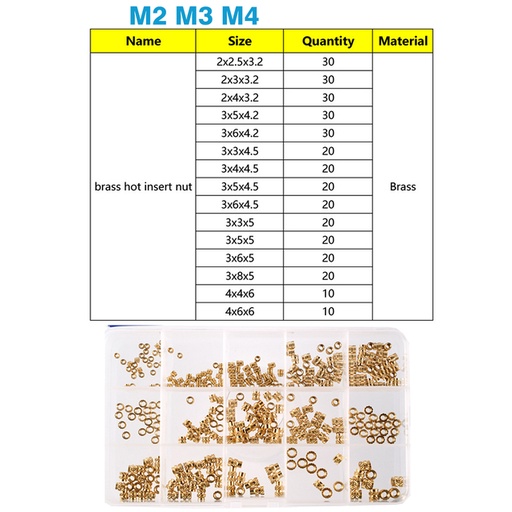 M2 M2 M2.5 M3 M4 M5 M6 黃銅熱套管插入螺母熱熔螺母插入螺紋滾花雙斜紋嵌入銅螺母分類套件 | 蝦皮購物