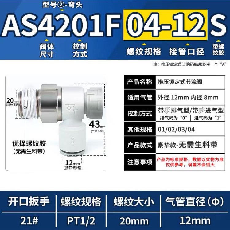 氣缸調速閥AS1201F/3201F/2201F-M5/01/02-04/06A/08SA氣動節流閥 | 蝦皮購物