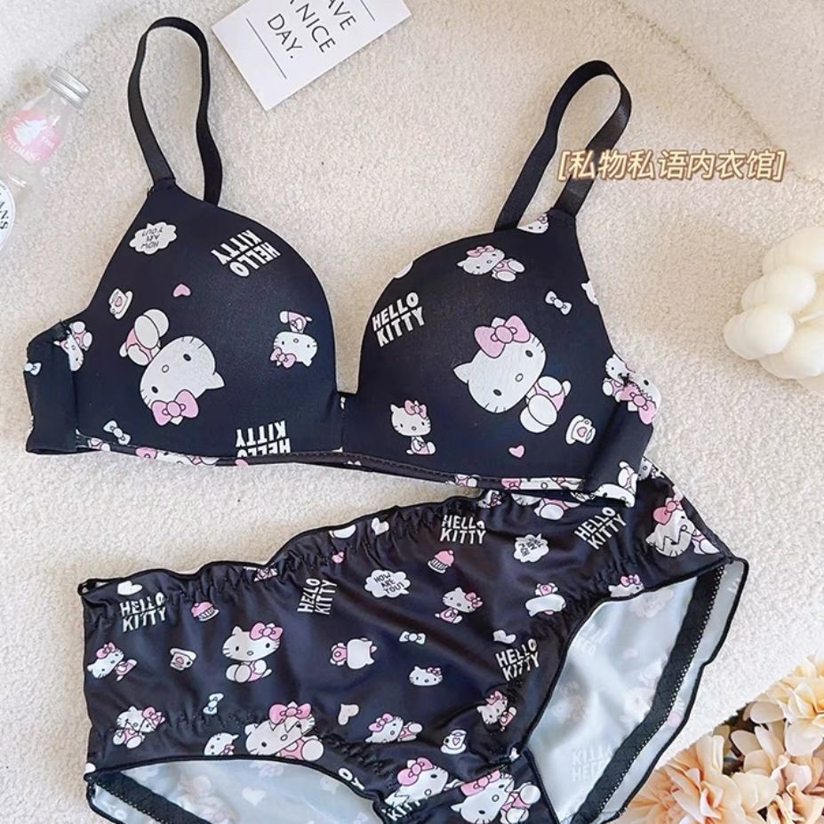 現貨 KT猫可爱内衣 日系少女風hello kitty内衣 甜美卡通內衣內褲套裝女 小胸集中爆乳內衣 純欲性感內衣 | 蝦皮購物