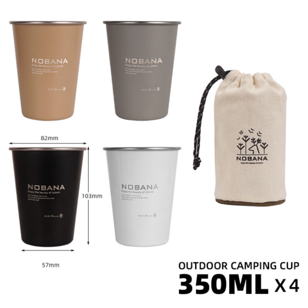 【111081243】NOBANA戶外野營杯4件套304不銹鋼杯露營套杯 | 蝦皮購物