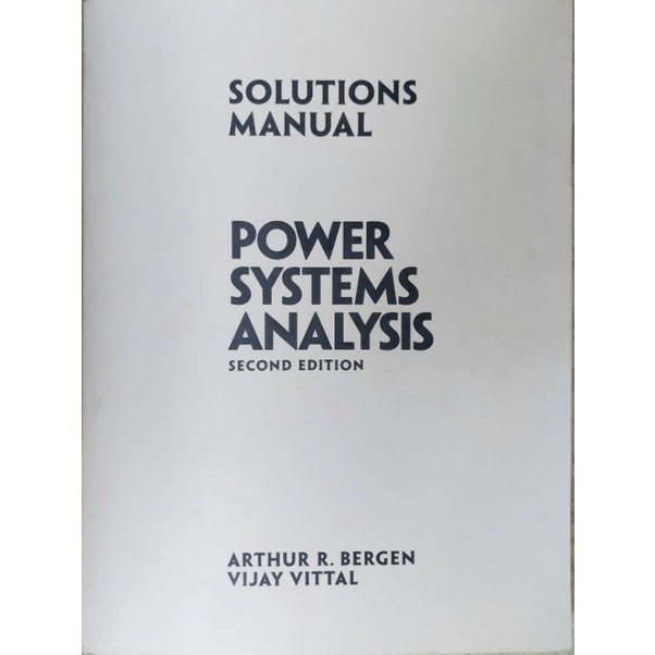 Solutions Manual Power Systems Analysis（2e）（全新）Bergen/Vittal | 蝦皮購物