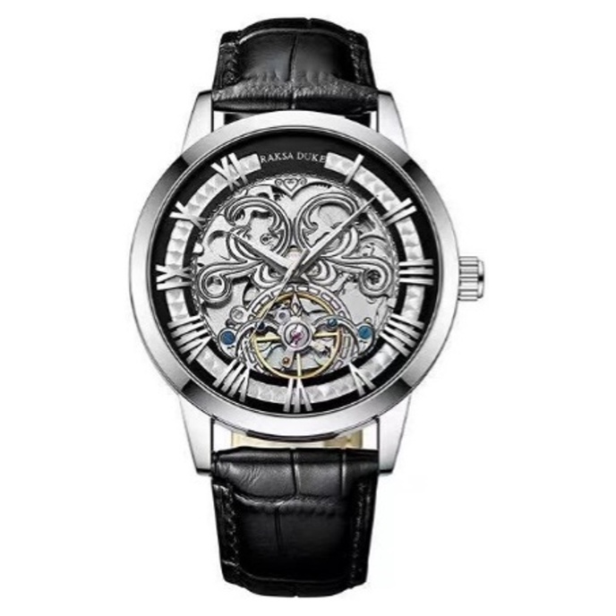 RAKSA DUKE 羅薩公爵 機械錶 蝴蝶扣 皮錶帶 鏤空 雕花 商務錶 質感錶 男錶 女錶 | 蝦皮購物