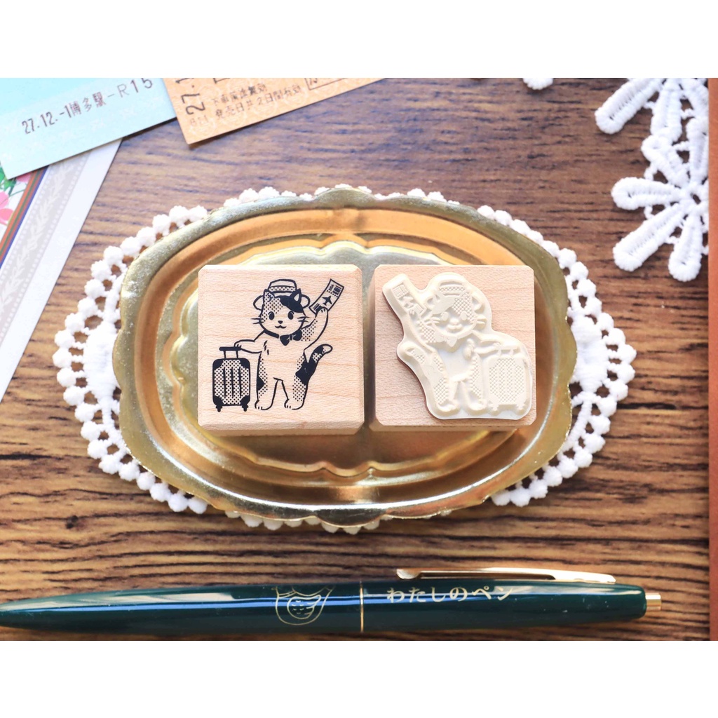 【Maruco小畫室】動物旅遊-貓咪 楓木印章-日本CTFJ聯名款 | 蝦皮購物