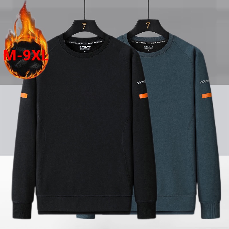 M-9XL 冬季刷毛大尺碼發熱衣 長袖大學t 大學t男 保暖T卹圓領跑步服百搭男裝運動上衣t恤 | 蝦皮購物