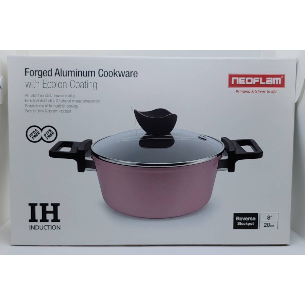 NEOFLAM Reverse/bubble Gum系列 20cm湯鍋+玻璃蓋(不挑爐具，瓦斯爐電磁爐可用) | 蝦皮購物