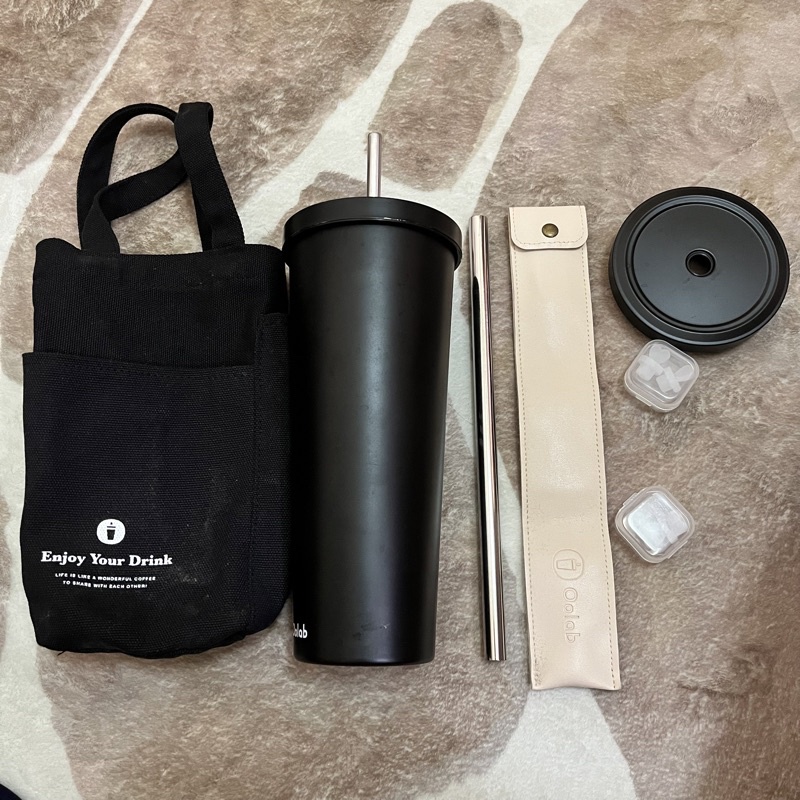 Oolab 不鏽鋼吸管杯 850ml 黑色 原價1179｜環保杯 一代 巧克力歐蕾 經典組 | 蝦皮購物