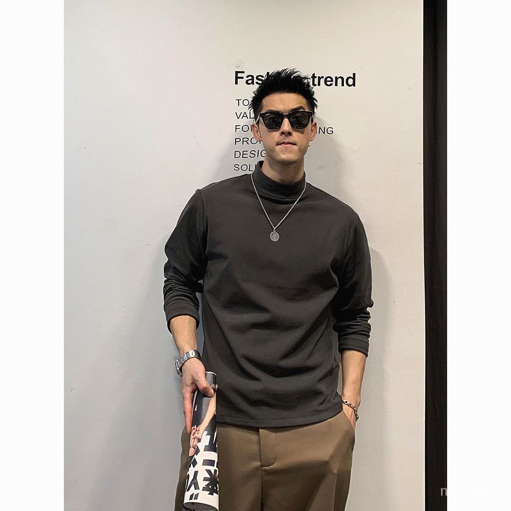 【精品男裝】德絨打底衫男士長袖T恤鼕季半高領純色加絨保暖體恤中領內搭上衣jioyh CDQA | 蝦皮購物