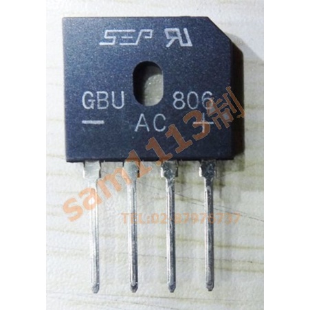 113橋式整流 GBU806 GBU 8A 600V 橋堆 梳子型22mm ZIP-4 RS806 >>10個 | 蝦皮購物