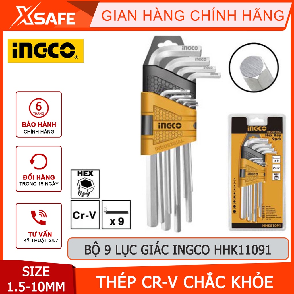 9件套六角頭帶ingco HHK11091平頭,尺寸1.5-10mm,超硬Cr-V鋼,強力螺絲頭,防銹-正品 | 蝦皮購物