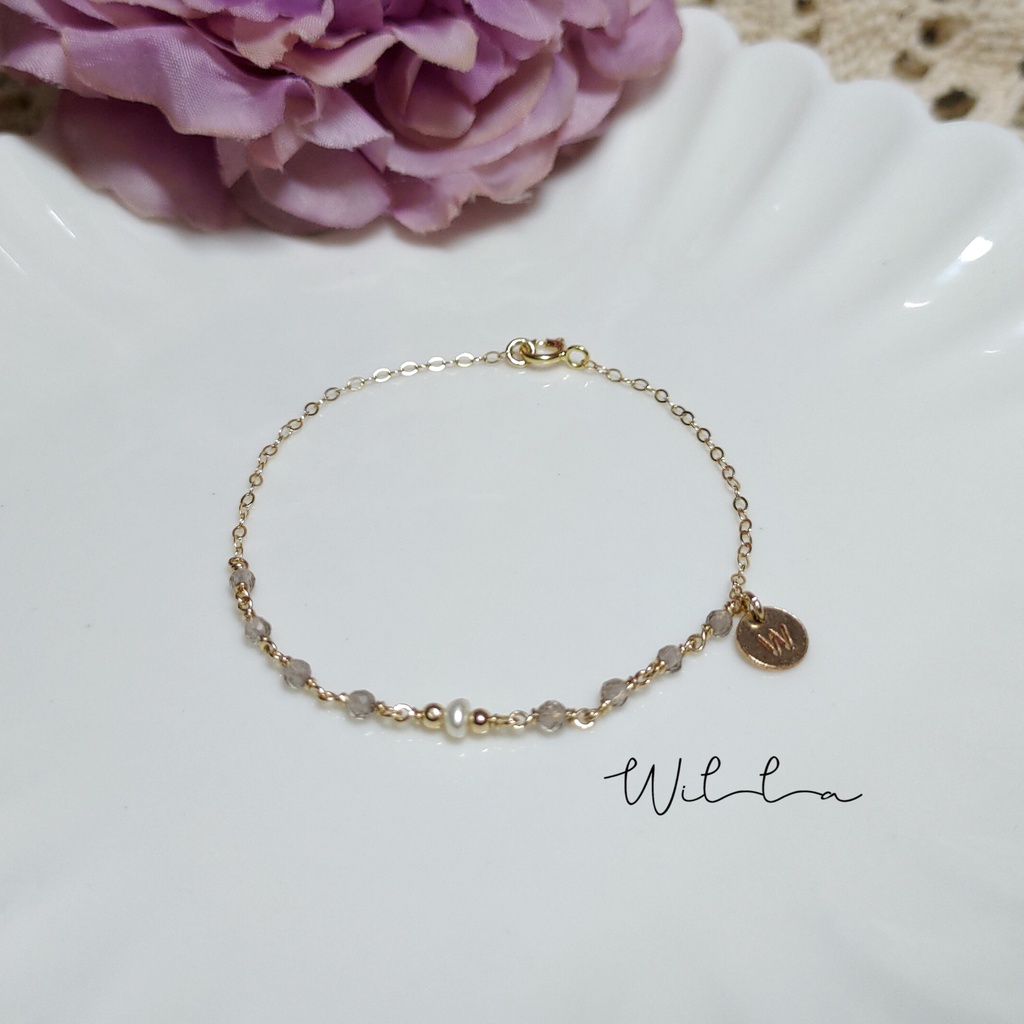 ≡Willa’s hand made shop≡冰曜石 淡水珍珠 美國14KGF 輕珠寶手鍊 迷你水晶手鍊 秀氣款 實拍 | 蝦皮購物