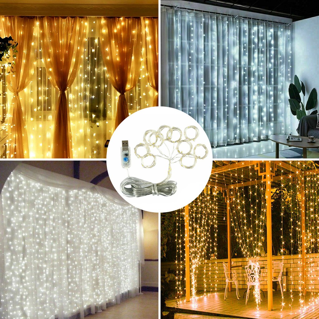 3M LED Curtain Fairy Light Christmas Ornaments/Background Li | 蝦皮購物