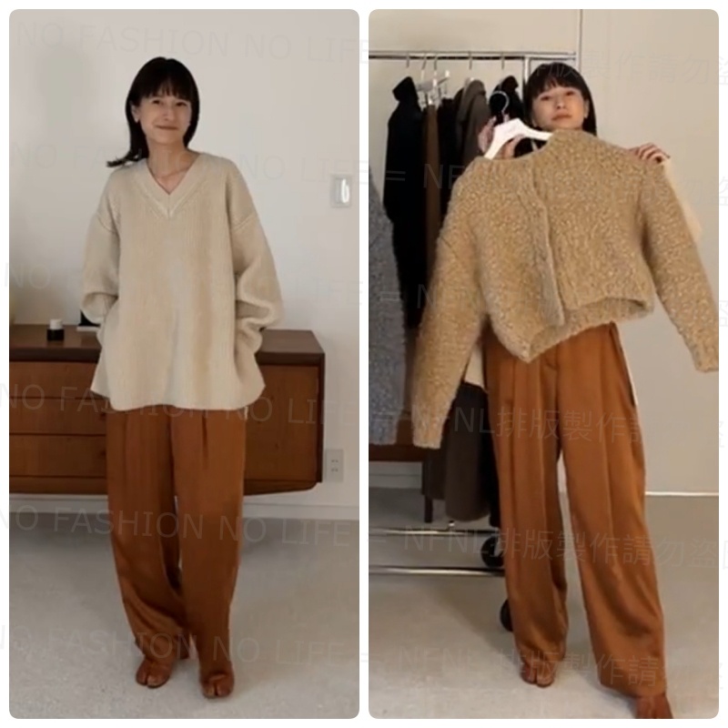 ☆NFNL☆棕1碼現貨 CLANE 秋冬新款 松本IG直播推薦 日幣24200 質感輕鬆休閒大人風 高級光澤感西裝寬褲 | 蝦皮購物