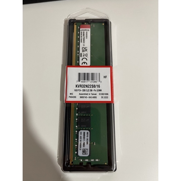Kingston 16GB DDR4 3200 桌上型記憶體(KVR32N22S8/16) 全新/拆封全新品 | 蝦皮購物