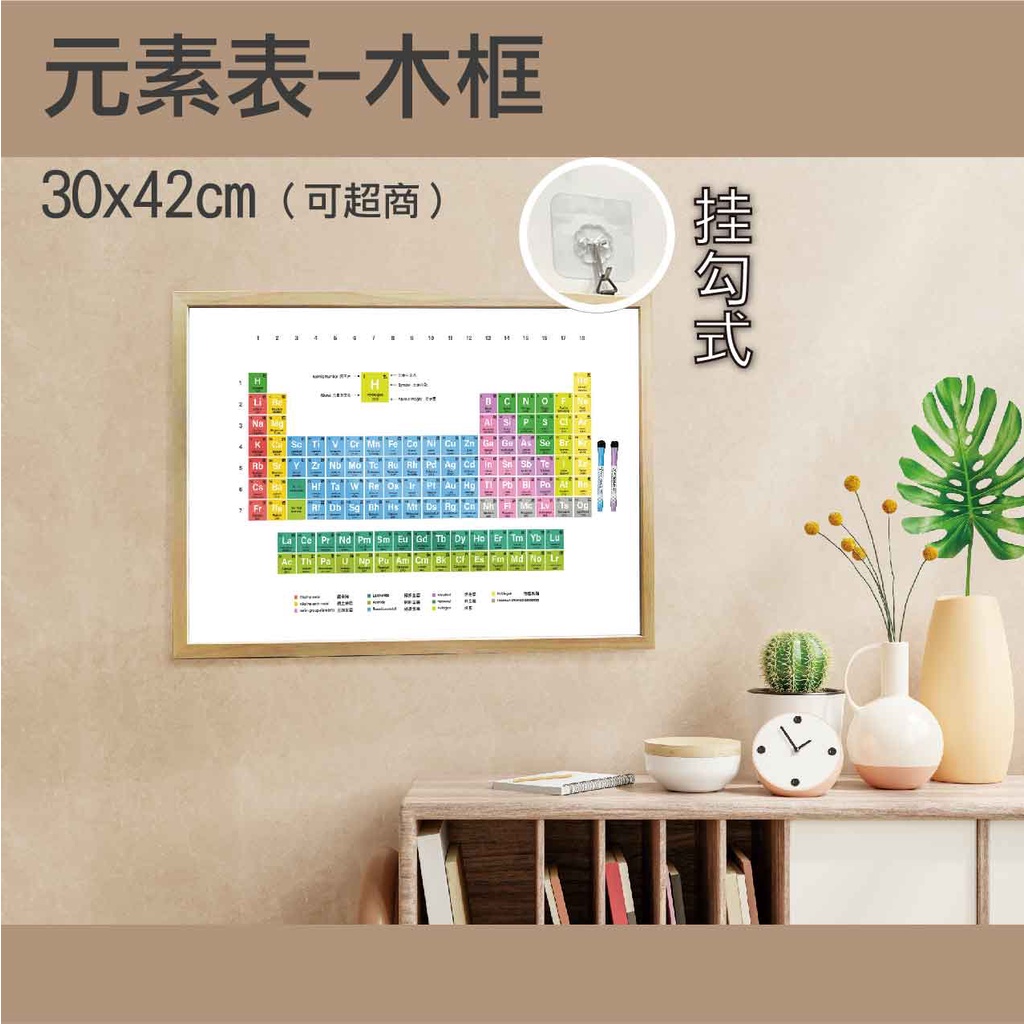 【WTB木框】 元素表-質感木框 30x42cm 附配件包/黑木框/原木框 | 蝦皮購物