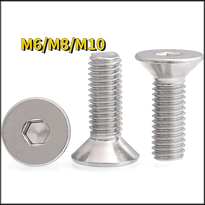 【XJK】沉頭內六角螺栓304不鏽鋼材質加長平頭螺釘M6/M8/M10 | 蝦皮購物
