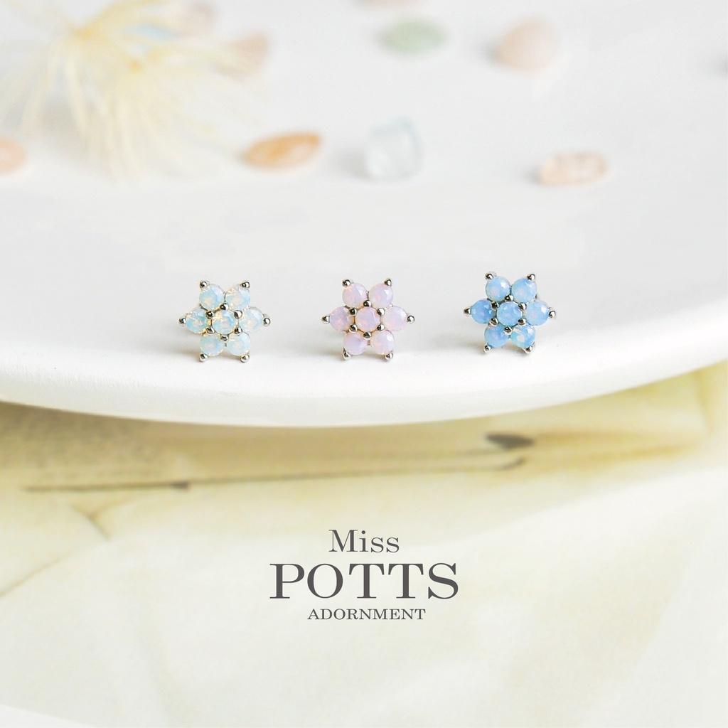 MissPotts｜鎖珠耳環系列 Bavier 蛋白雪花耳釘 S925純銀耳環 細針 轉珠耳環 蛋白 耳棒 耳針 | 蝦皮購物