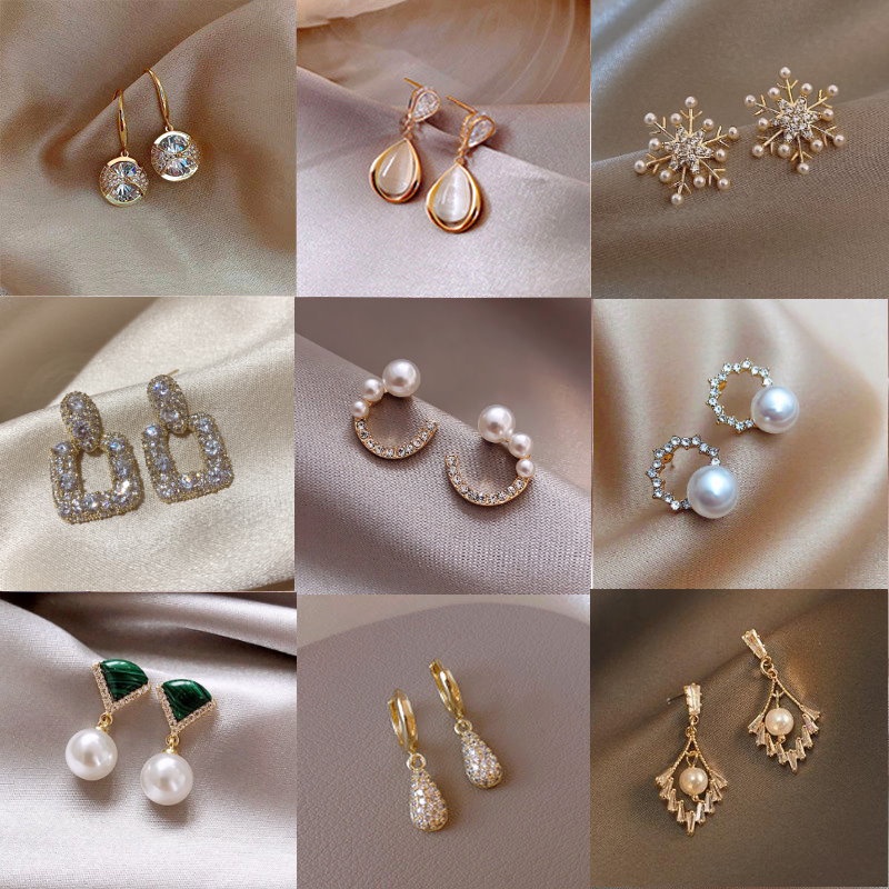 浮誇小姐 S925 耳環 法式典雅耳環 A100-5 珍珠耳環 水鑽耳環 星星耳環 長款耳環 垂墜耳環 耳釘 台灣現貨 | 蝦皮購物