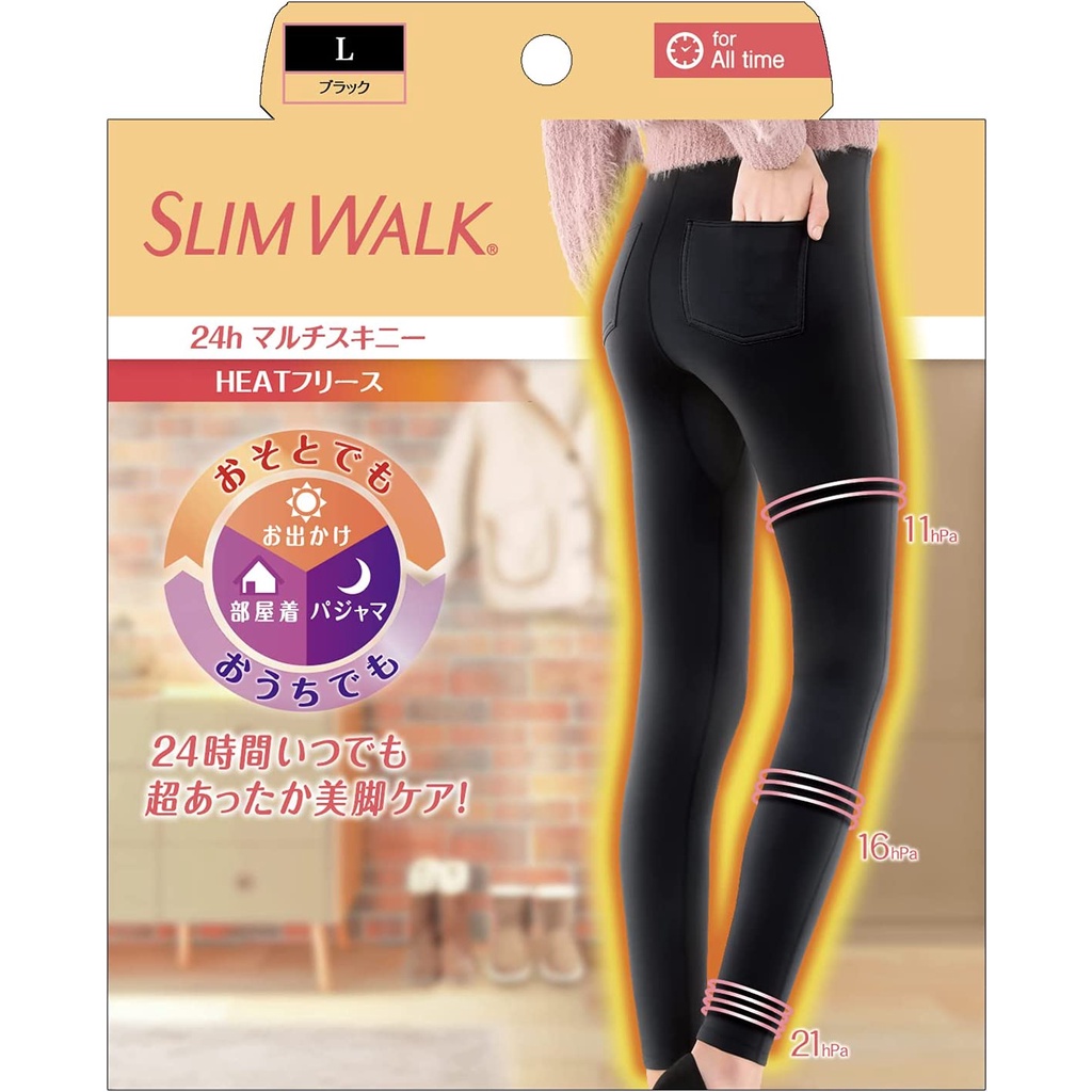 直接來自日本壓縮綁腿Slimwalk 24h多瘦熱羊毛黑色壓縮綁腿變暖婦女 | 蝦皮購物