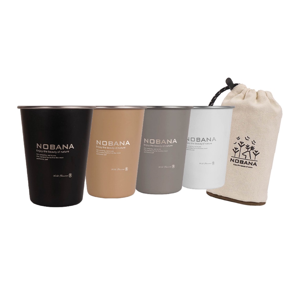 【NOBANA】304不鏽鋼野營套杯4入組 經典版/荒野版 不銹鋼杯 水杯 茶杯 疊杯 附收納袋 露營 悠遊戶外 | 蝦皮購物