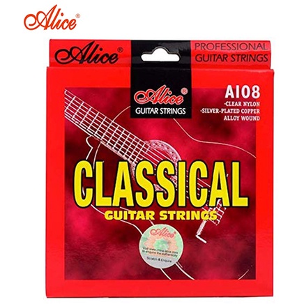 【台灣弦樂打擊樂器專賣店】全新 ALICE A108 AC108 吉他 木吉他弦 尼龍弦 鍍銀銅合金纏弦 一套6條 套弦 | 蝦皮購物