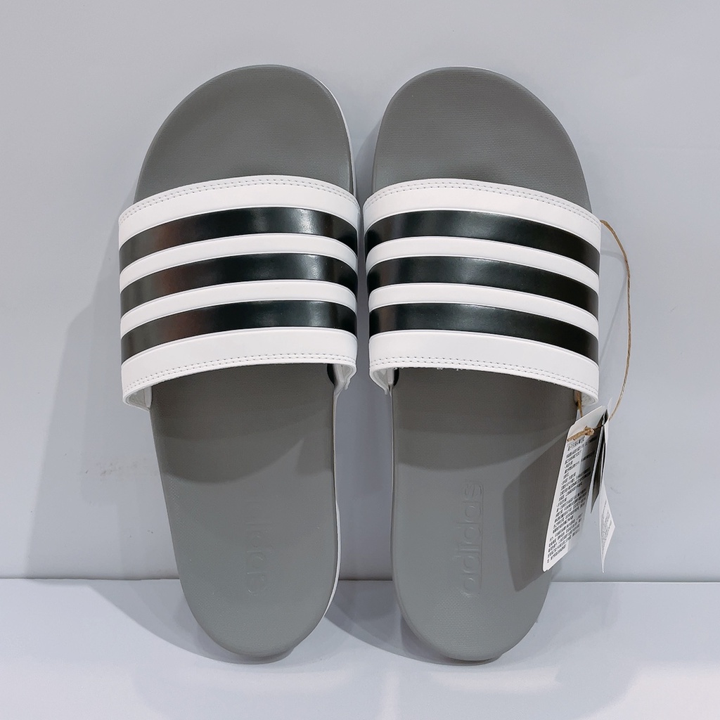 adidas ADILETTE COMFORT 男生 白灰色 經典配色 魔鬼氈 海綿 軟底 拖鞋 GZ5895 | 蝦皮購物