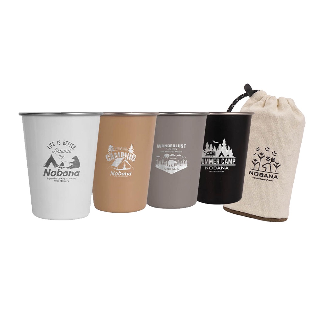 【NOBANA】304不鏽鋼野營套杯4入組 經典版/荒野版 不銹鋼杯 水杯 茶杯 疊杯 附收納袋 露營 悠遊戶外 | 蝦皮購物