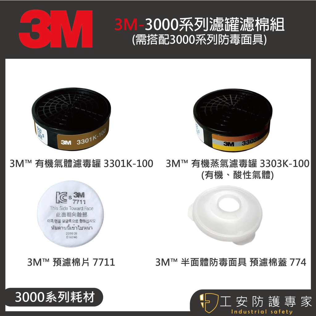 【工安防護專家】【3M】3301k-100 / 7711 / 774 濾毒罐 濾棉 酸性 3303k-100 粉塵 噴漆 | 蝦皮購物