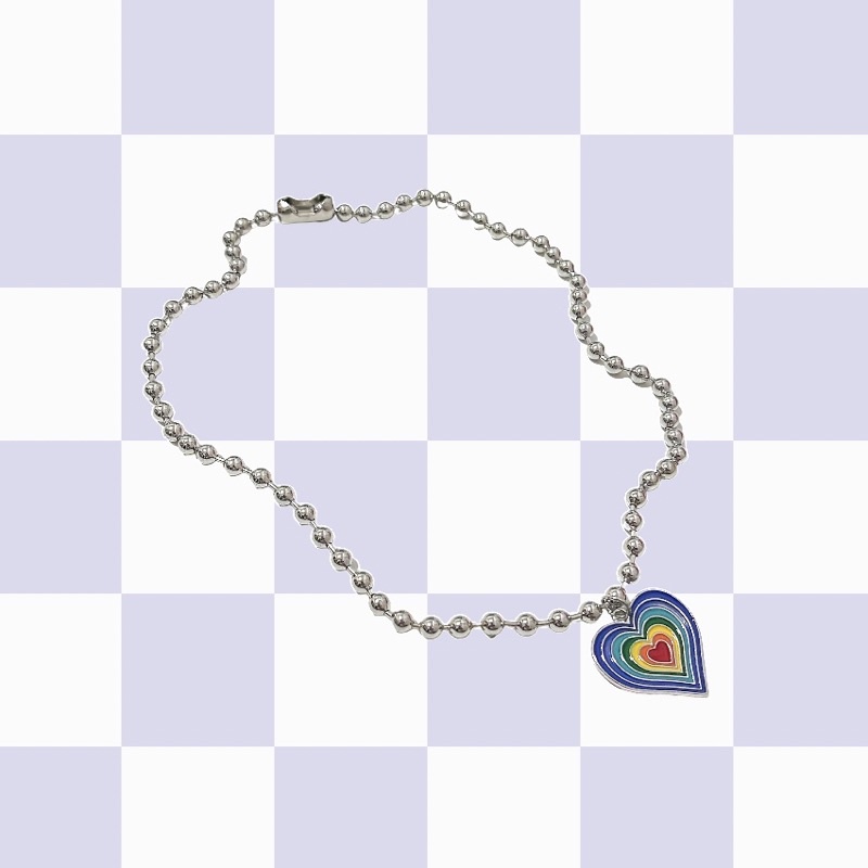 現貨｜SAUVAGES rainbow heart chain necklace 彩色愛心項鍊 | 蝦皮購物