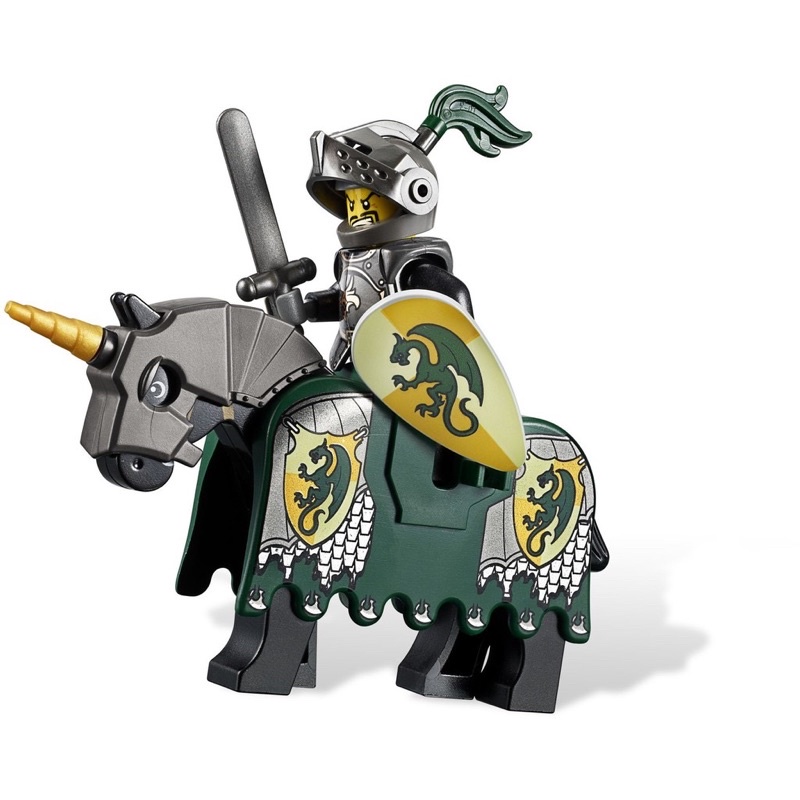 LEGO 樂高 7187 絕版-城堡系列 可掀盔 綠龍 騎士武器盾 與戰馬 | 蝦皮購物