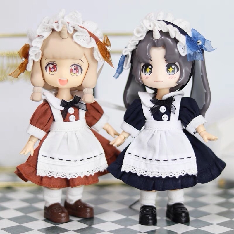 《現貨》【風閣】女僕裝- ob11/黏土人/gsc/ymy/12分娃娃衣/套裝/ob11套裝/造型/女僕/女裝/洋裝 | 蝦皮購物