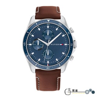 【TOMMY HILFIGER】美式簡約賽車風三眼腕錶 –灰藍面深棕皮帶｜1791837｜時間道 | 蝦皮購物