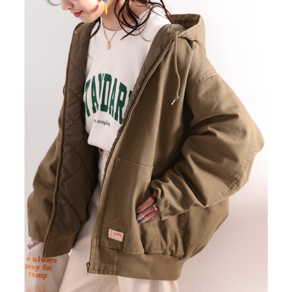 DoReFe | 日本限定JAVA聯名冬季 內裡絎縫 斜紋棉質連帽廓形夾克 外套 中性外套 男生夾克 女生 | 蝦皮購物