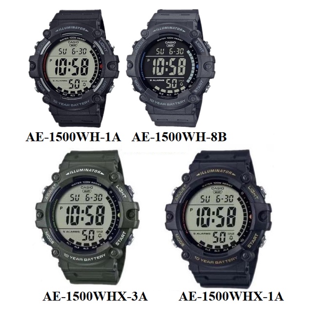 CASIO 大錶面功能造型運動防水100米 AE-1500 AE-1500WH AE-1500WHX | 蝦皮購物