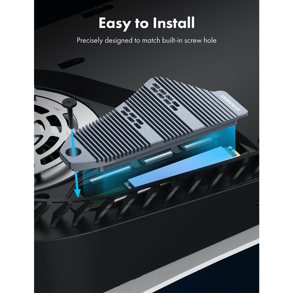 GRAUGEAR PS5 SSD散熱片 PS5 Pro散熱器 一體式散熱蓋 鋁合金鰭片 導熱銅管 全尺寸M.2 SSD用 | 蝦皮購物