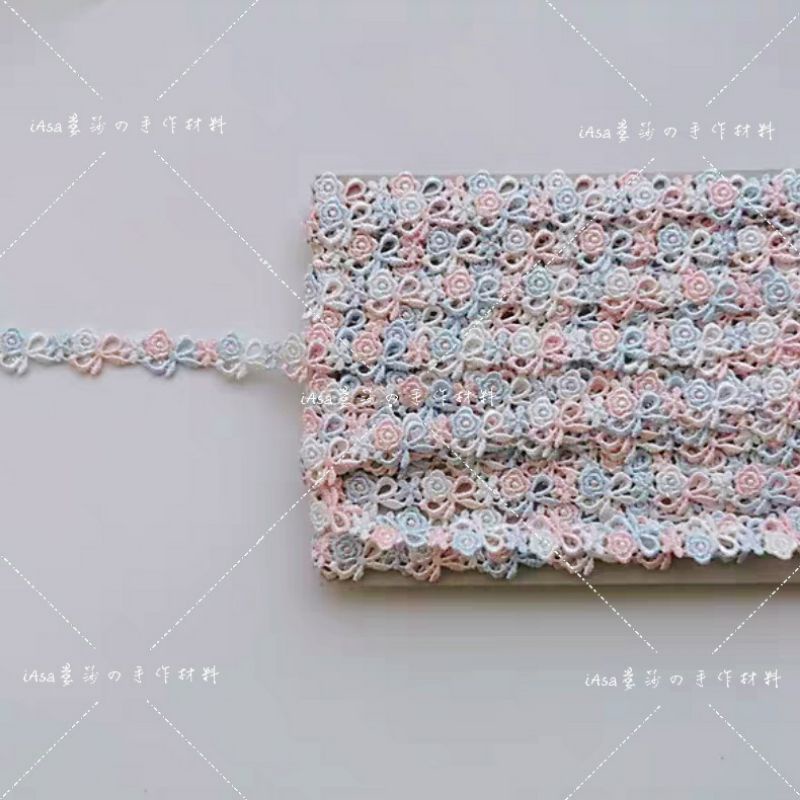 《iAsa愛莎の》手作材料 日本馬卡龍色蝴蝶結花朵刺繡水溶花邊DIY髮飾洋裝項鍊花邊材輔料 | 蝦皮購物