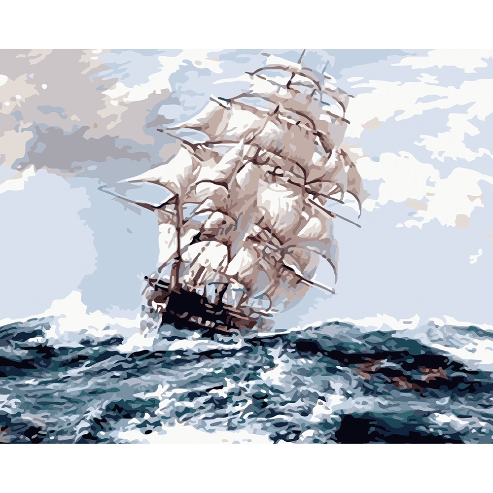 【ORFON】數字繪畫40*50cm Diy相框手工填色關於海洋減壓油畫手繪帆家居裝飾生日禮物 | 蝦皮購物